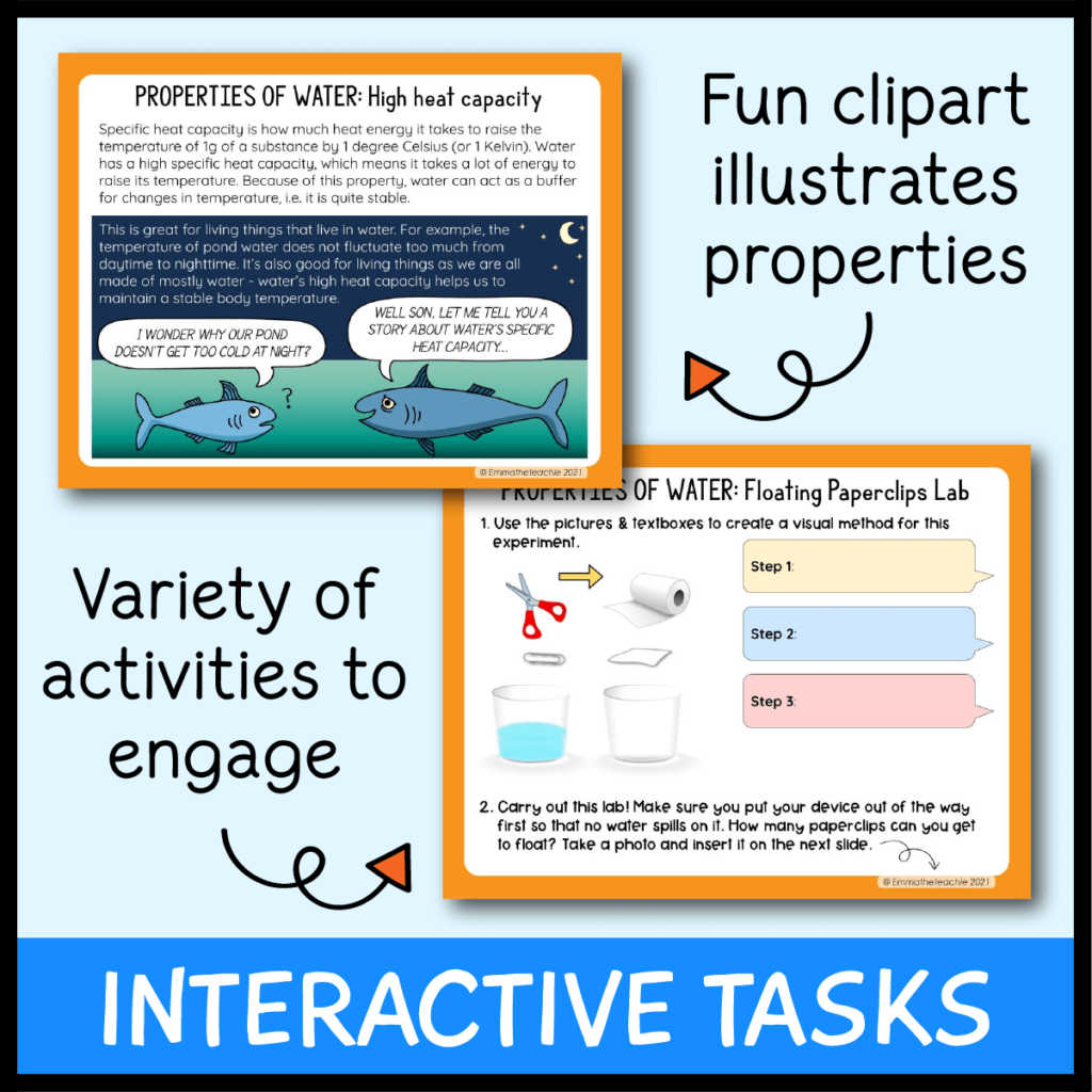 Properties of Water Google Slides - Emmatheteachie