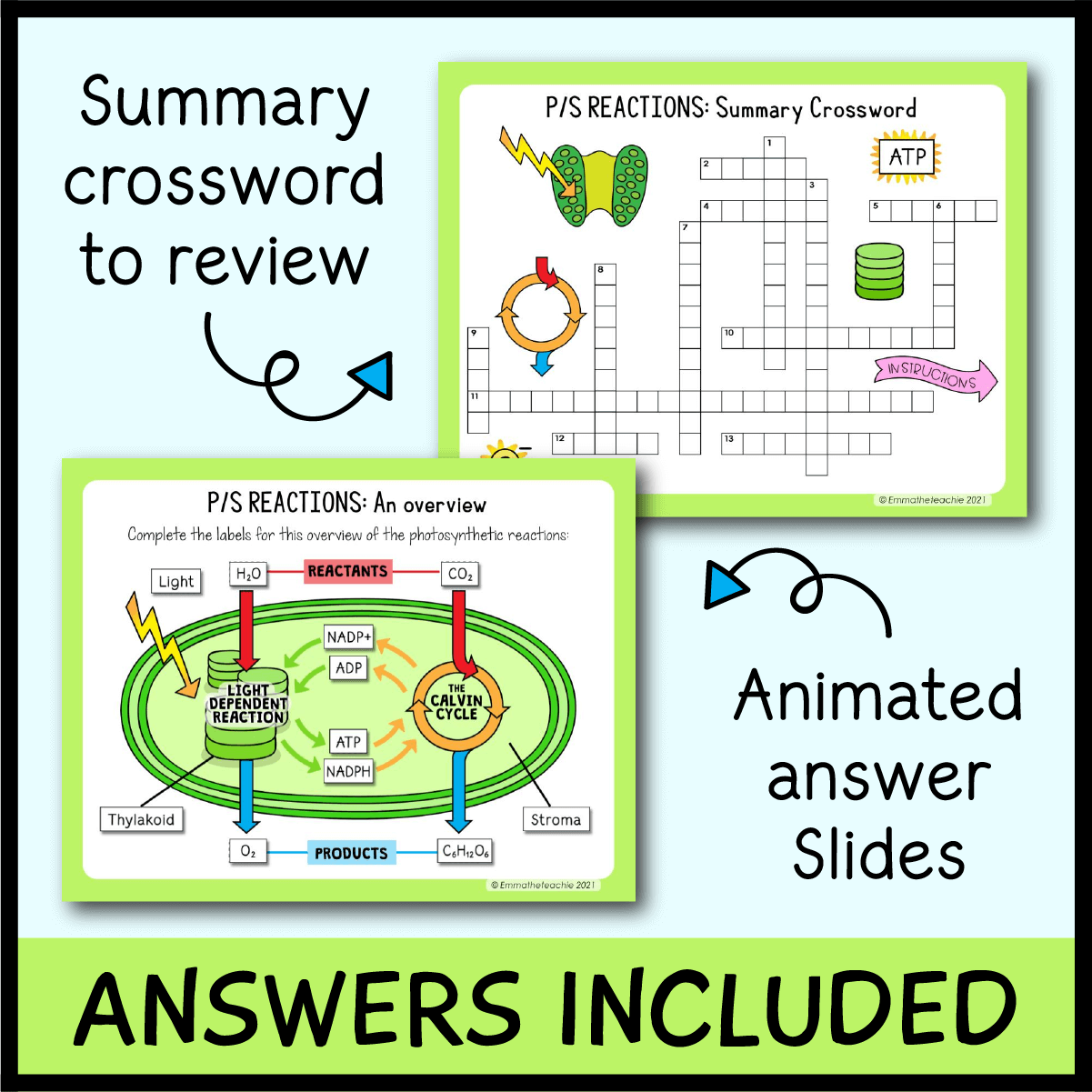 Photosynthesis Reactions Google Slides Emmatheteachie