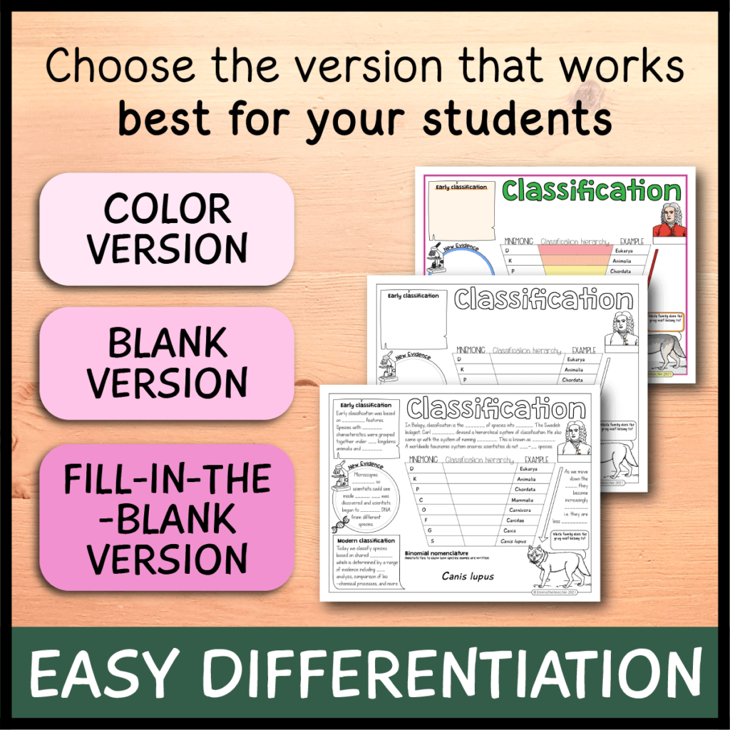 Classification and Dichotomous Keys - Doodle Notes