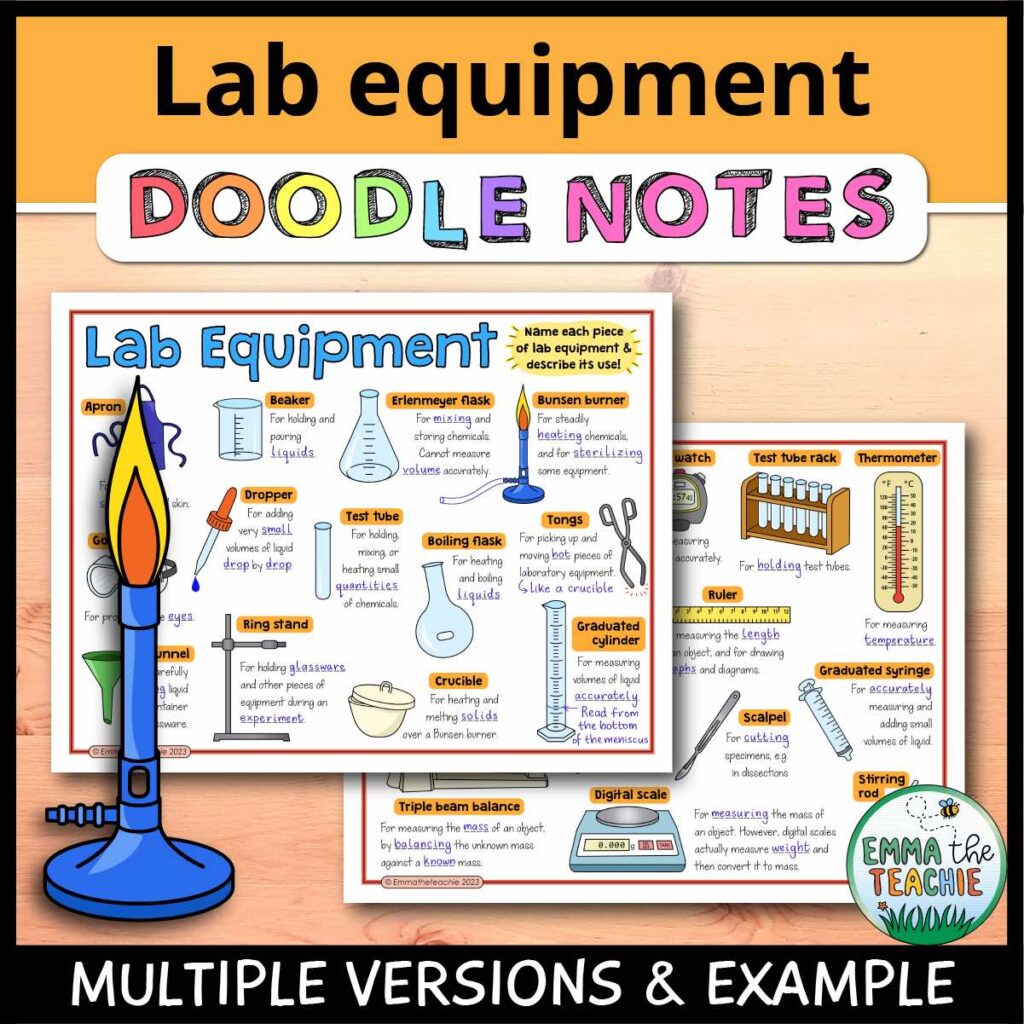 Lab Equipment Doodle Notes - Emmatheteachie